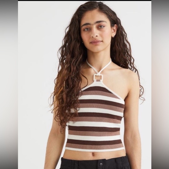 Divided | Tops | Brown Striped Halter Top | Poshmark
